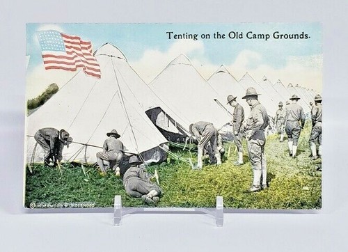 Vintage Military postcard "Tenting on the Old Camp Grounds" | eBay