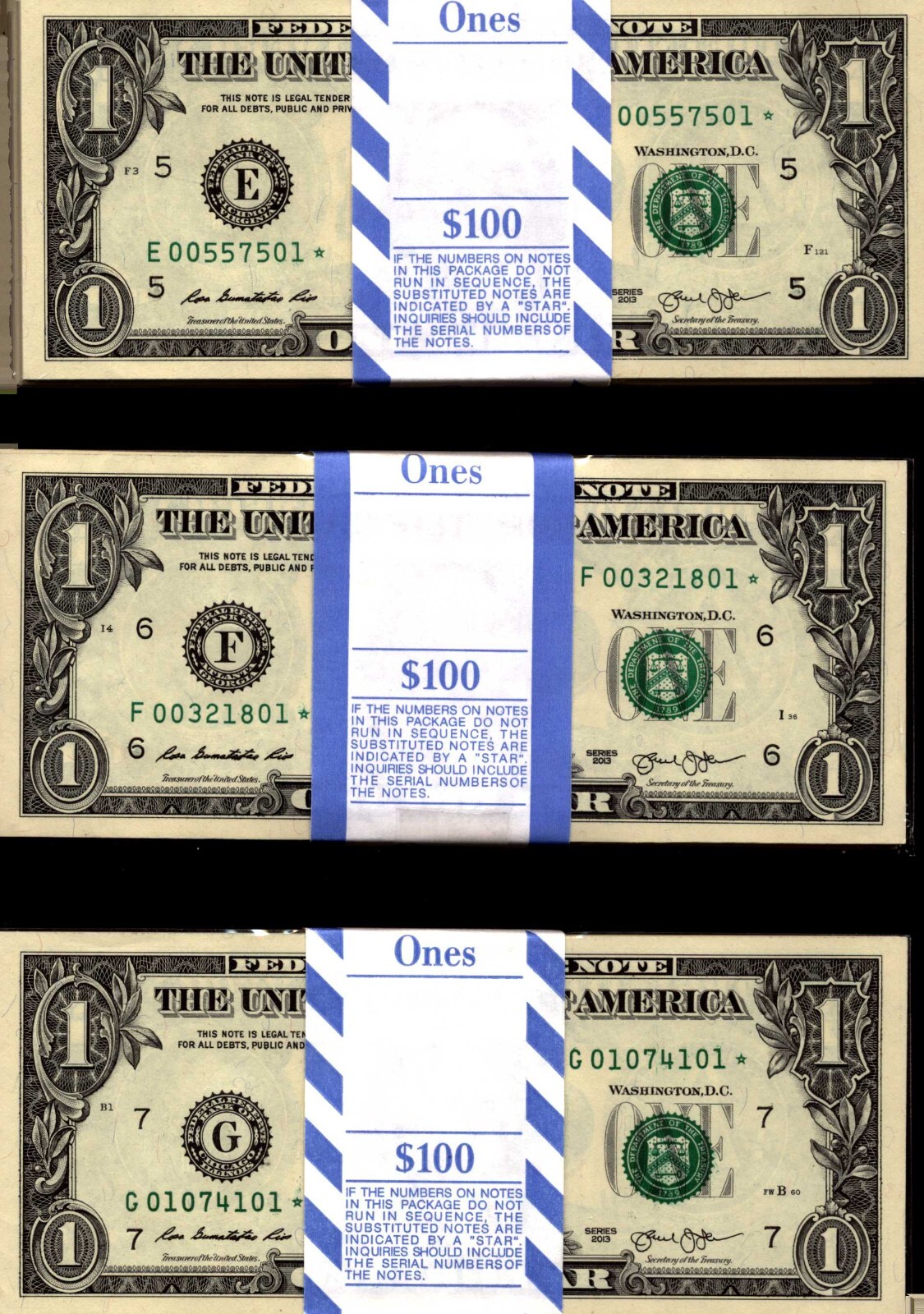 (70) 10 CU 2013 $1 STAR notes 9 districts available A,B,D,E,F,G,H,K,L ...