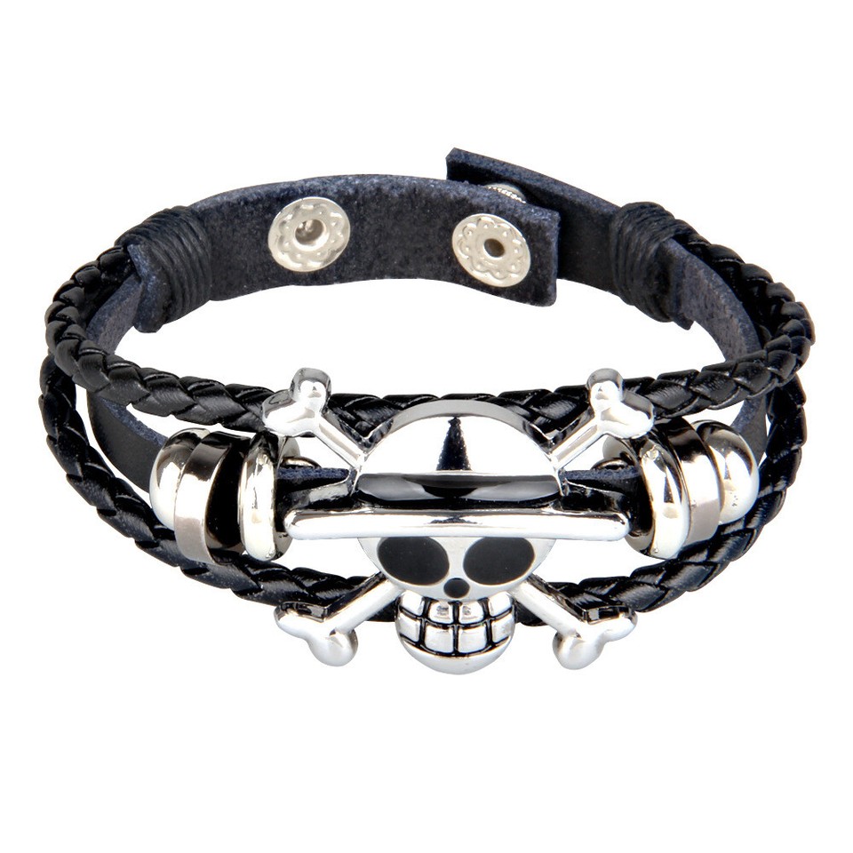 Anime Pirate Leather Bracelets Punk Braided Bracelets for Men Jewelry ...