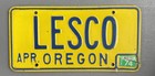 Vintage 74 OR Custom License Plate Oregon Vanity Personalized 1974 Les ...