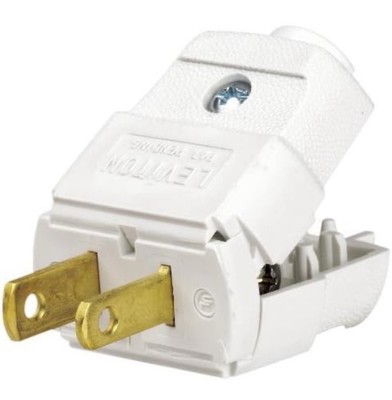 Leviton 2-Prong Replacement Plug, White Polarized, 101-2WP 15A 110V ...