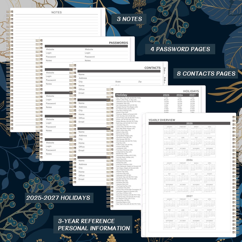 2025-2027 Monthly Planner Calendar with Tabs and Back Pocket, 24 Months ...