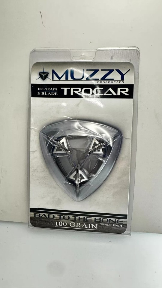 ⭐ NEW ⭐ 1 pack ⭐ Muzzy 3 BLADE Trocar 100 Grain Archery Hunting Fixed ...