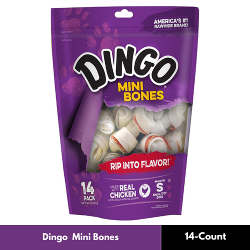 Dingo 95014 Mini Bones, Rawhide For Small/Toy Dogs, Red,14-Count ...