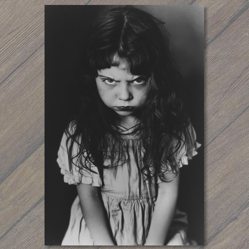 4x6" Young Girl Angry Screaming Face Vintage Vibe Wild Crazy Anxiety ...