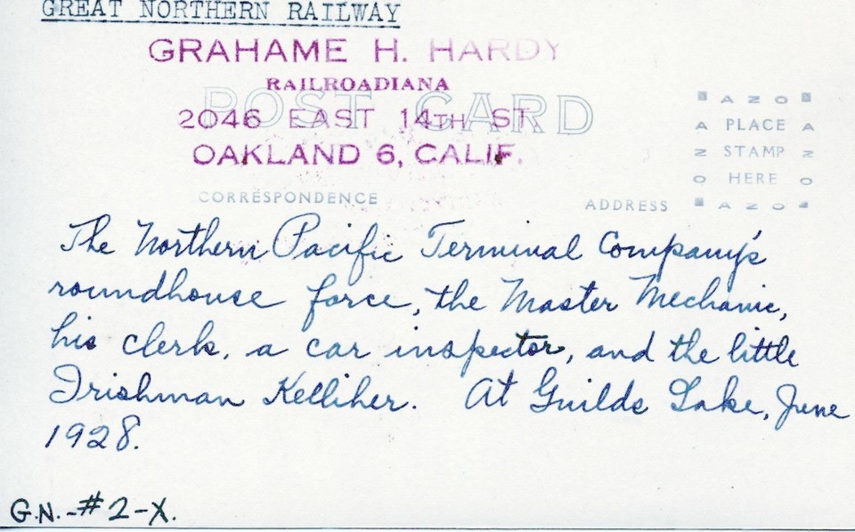 2A614 RPPC 1928 NORTHERN PACIFIC TERMINAL CREW GUILDS LAKE PORTLAND OR ...