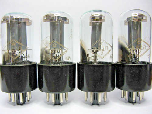 4 x tubes à vide 6N8S / 6H8C / 6SN7GT / 6N8P FOTON même date des années ...