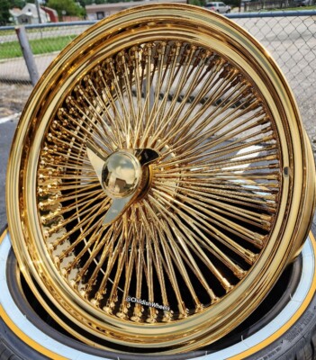 22" Inch All Gold FWD 150 Spoke Wire Wheels Rims Spokes 22x8 | 5x4.5 ...