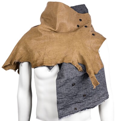 Cover apron shield genuine LEATHER double shawl scarf scarves camel ...