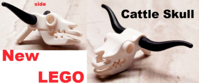 New LEGO Cattle Skull Cow Head Bones Black Long Horns Desert Gold ...