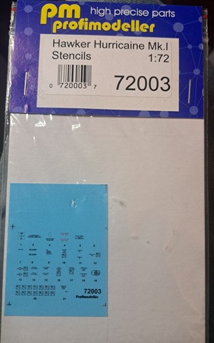 ProfiModeller 1/72 Hawker Hurricane Mk.1 Data Stencils Waterslide Decals #72003 | eBay Australia