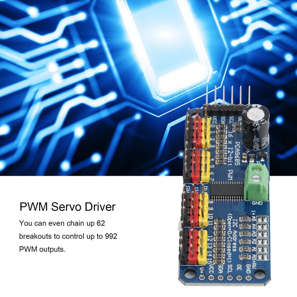HOT PWM Servo Driver 16‑Channel Motor Drive Board Module IIC Interface ...