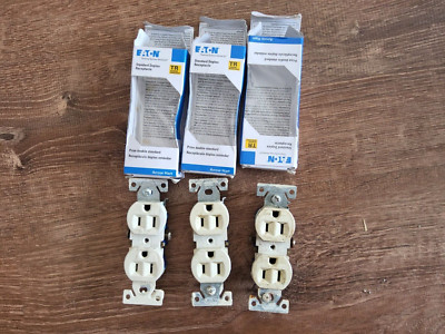 3- Eaton Standard Duplex Receptacle Tamper Resistant TR270W-BX-LW USED ...