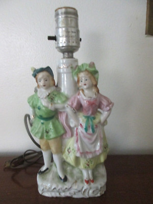 vintage JAPAN Royal FIGURAL PORCELAIN LAMP Couple in ~1800 Garb ROBIN ...
