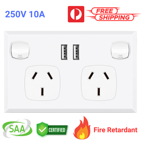 FAST Charge 3.6amp Double Power Point 2-USB Type-C GPO Socket Wall ...