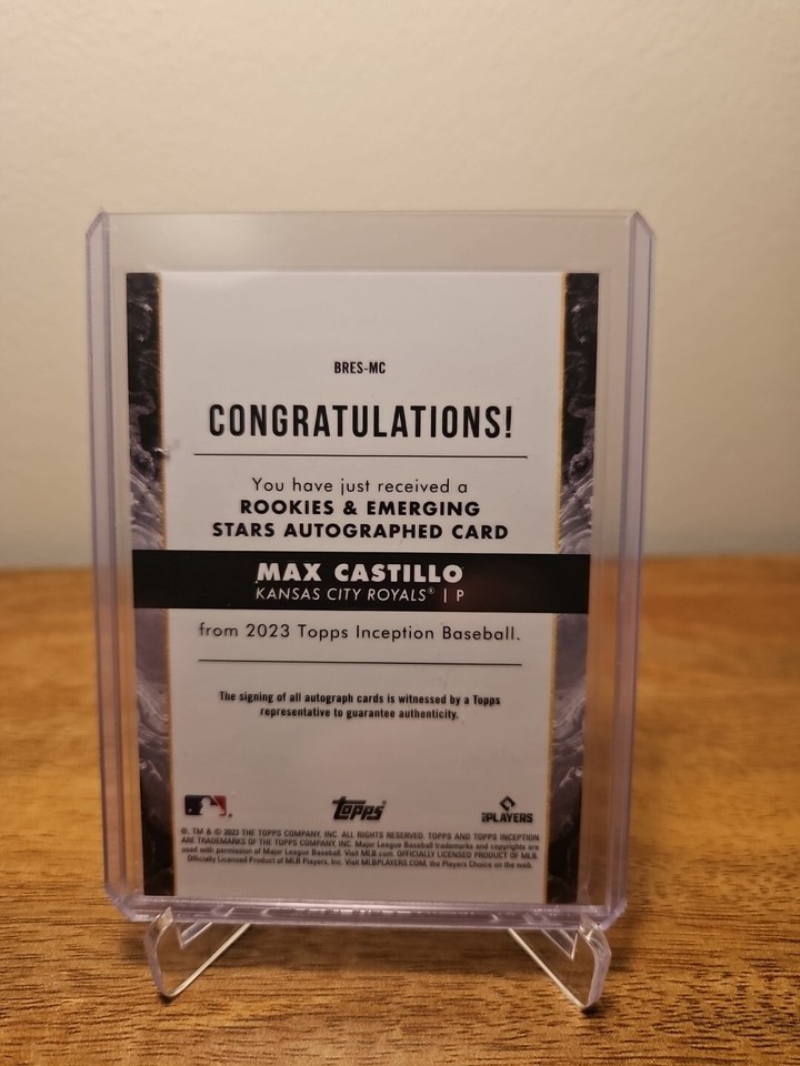 2023 TOPPS INCEPTION MAX CASTILLO /75 TEAL ON CARD ROOKIE AUTO ROYALS ...