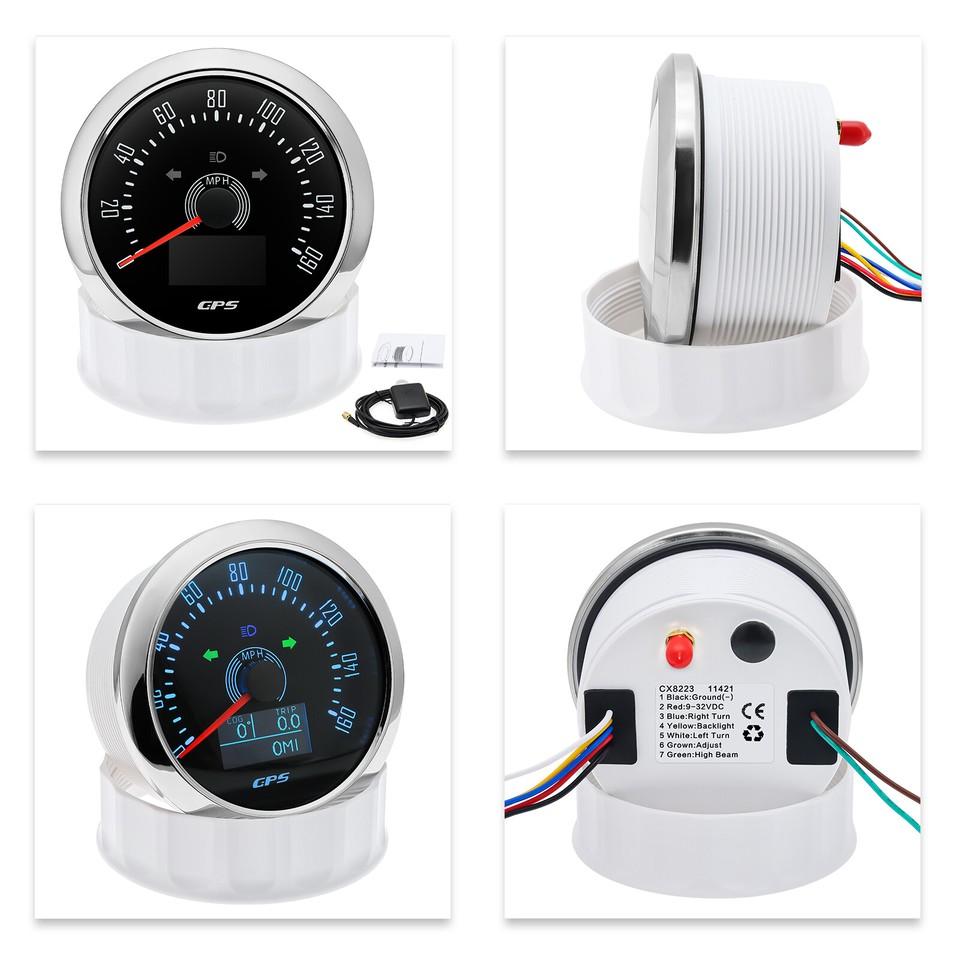 6 Gauge Set 85mm GPS Speedometer 160MPH&Tacho 8000RPM&52mm Fuel/Oil ...