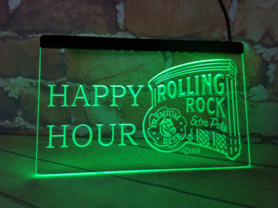 Rolling Rock Happy Hour LED Neon Light Sign for Beer bar club pub home ...