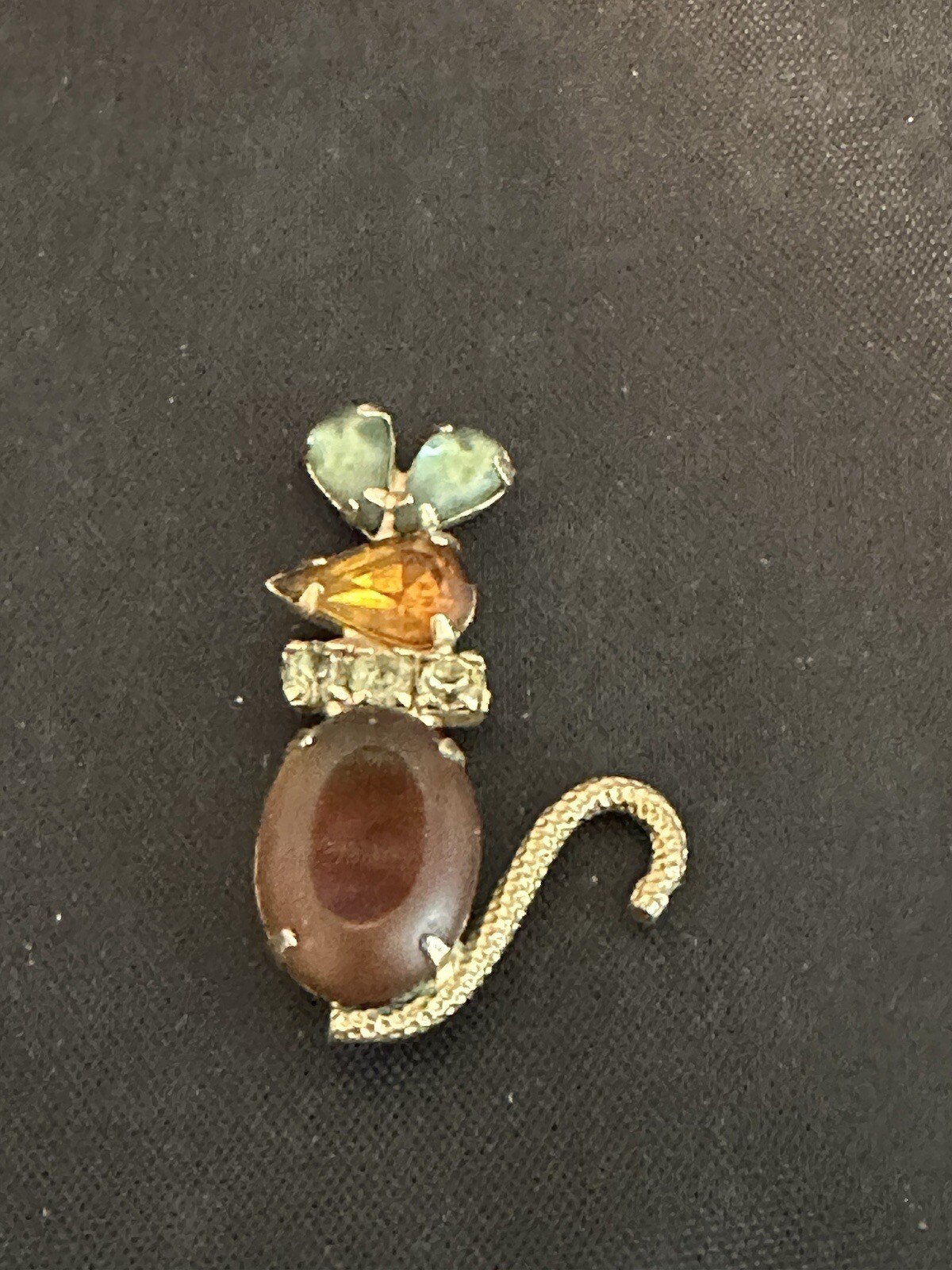 VTG 1 3/4” GOLD PLATED RHINESTONE MOUSE PIN- Great Detail-Costume ...