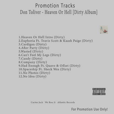 Rap/Hip-Hop, R&B.. White CD. Don Toliver - Heaven Or Hell [Dirty Album ...