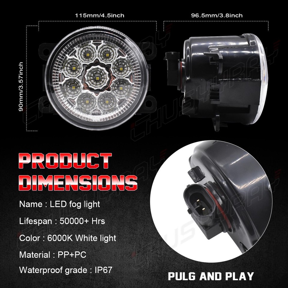 Fit 2005-2019 Nissan frontier Front Bumper LED Fog Lights Driving Lamps ...