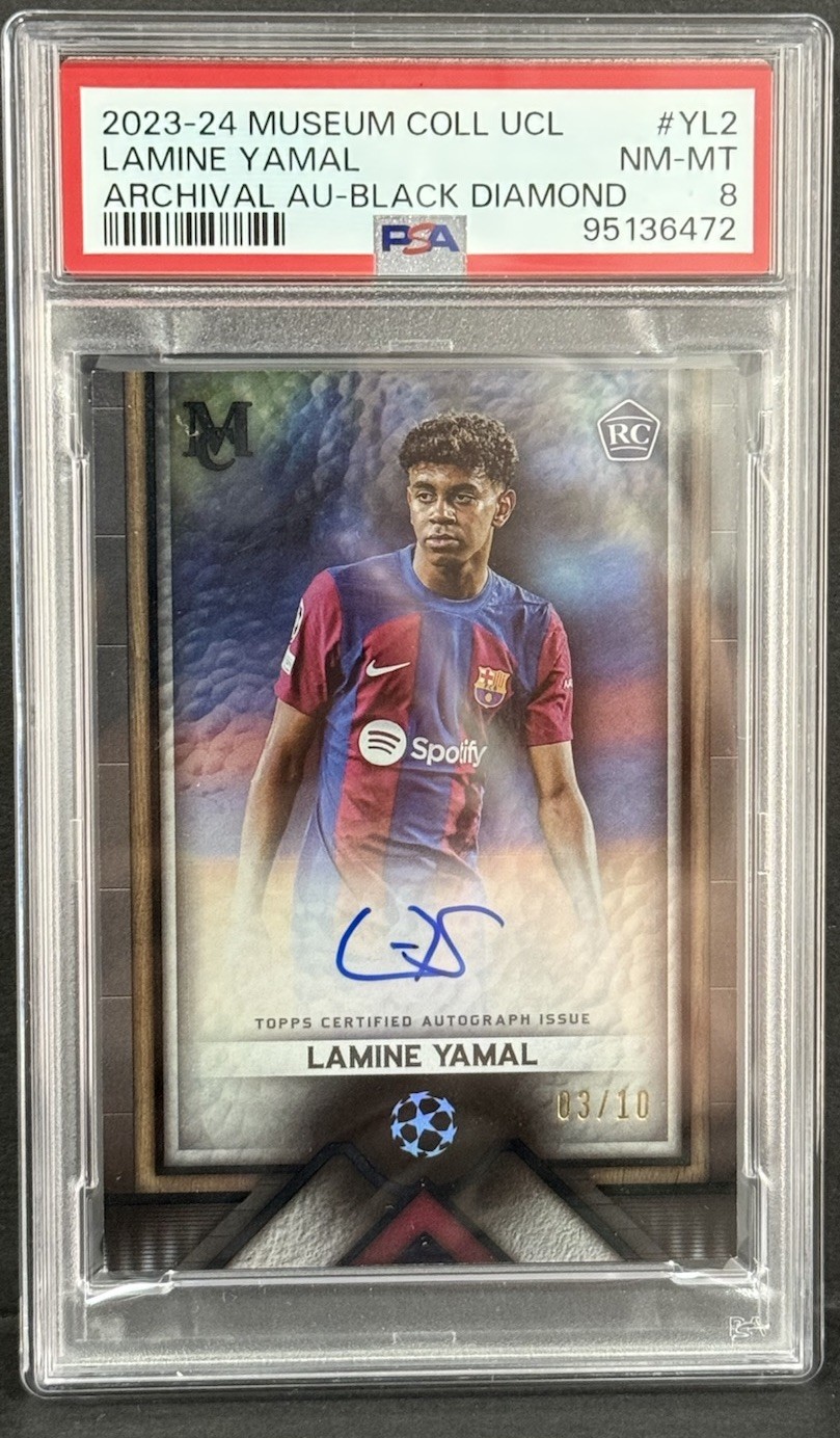 2023-24 Topps Museum RC Lamine Yamal Auto Black Diamond /10 PSA 8 POP 1 ...