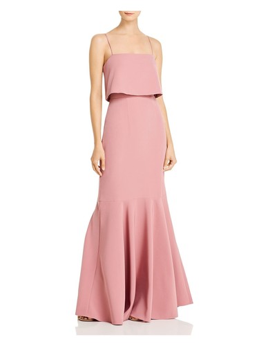 WAYF Womens Pink Sleeveless Square Neck Full-Length Cocktail Gown Dress ...