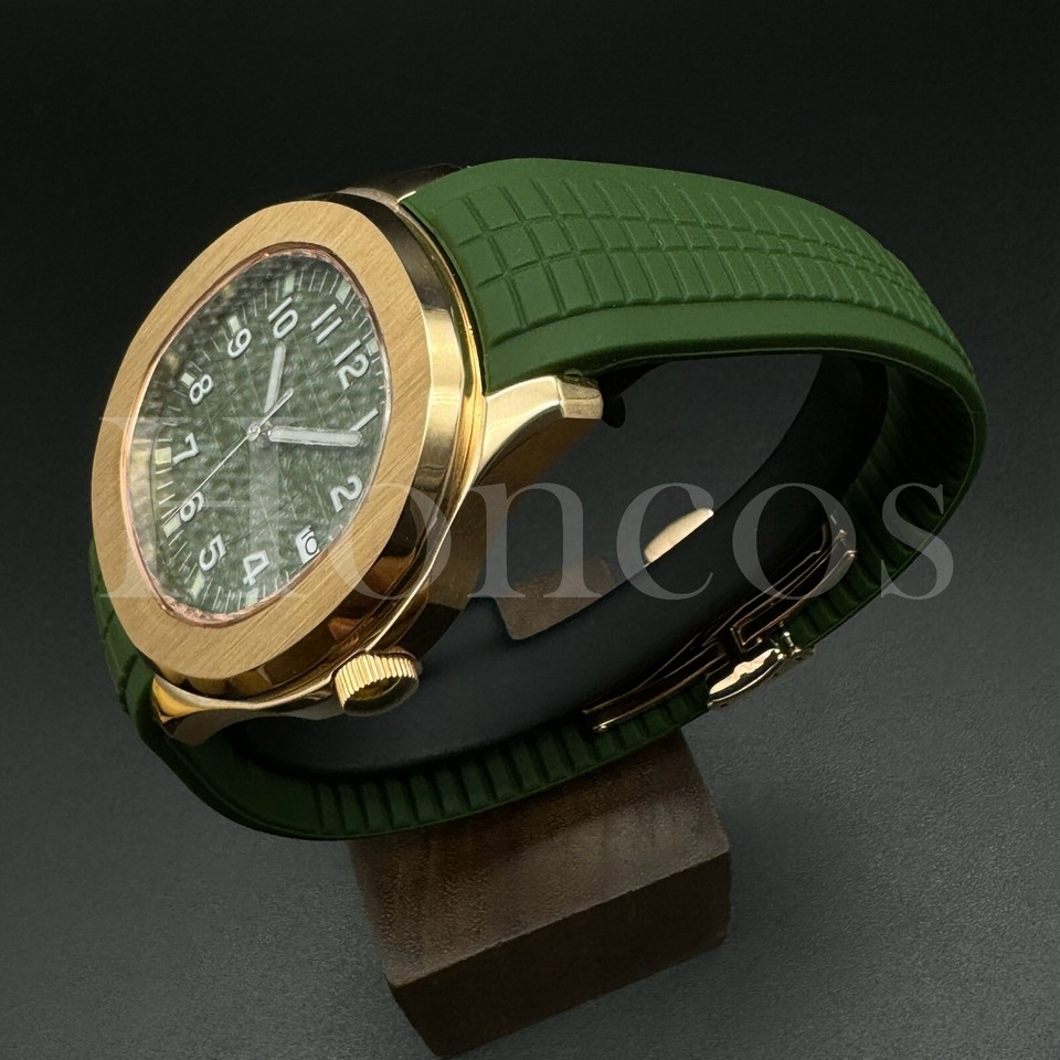 Custom Made PP Style Watch NH35 Automatic Movement Aquanaut Green Dial ...