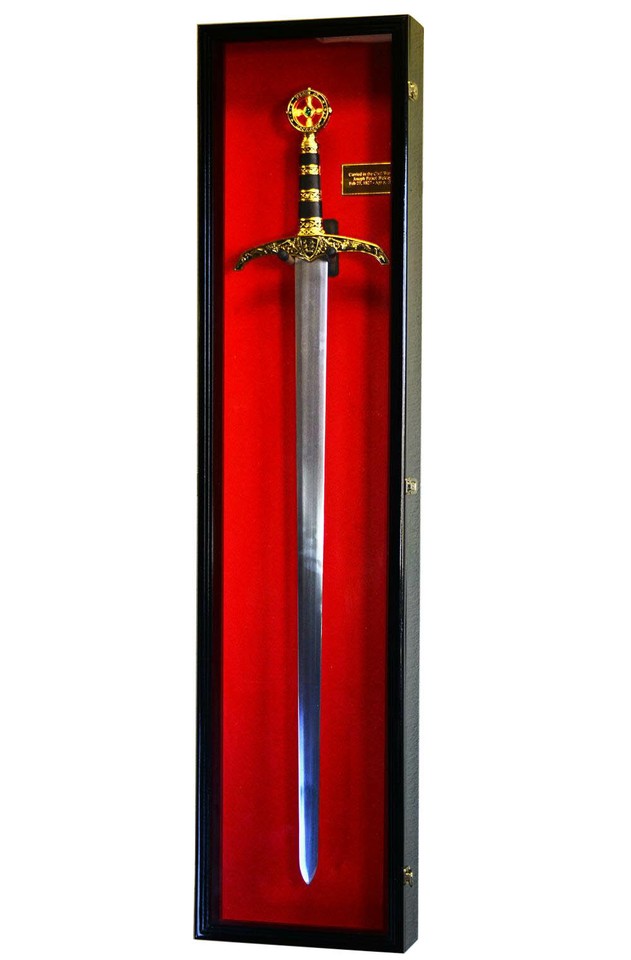 Vertical Sword Display Case Cabinet Wall Rack Claymore Long Swords ...