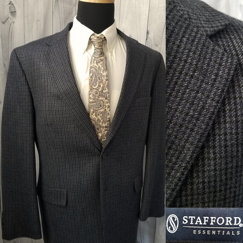 Stafford Tweed Unstructured Blazer Jacket Men's 44r Gray Blue Wool ...