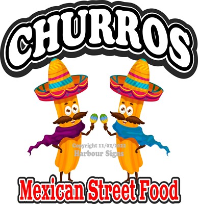 Churros DECAL Mexican Street Food Truck Concession Vinyl Sign Sticker ...