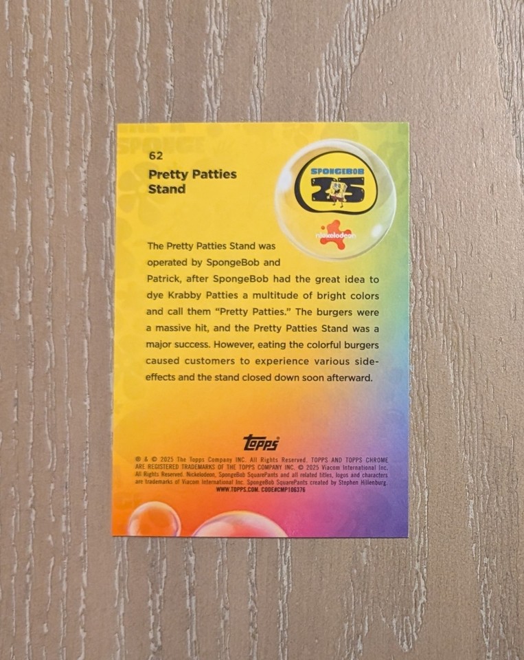 2025 Topps Chrome SpongeBob Pretty Patties Stand #62 | eBay