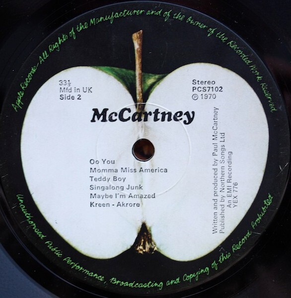 PAUL McCARTNEY McCartney Vinyl Record Album LP Apple 1970 1st Rock And ...