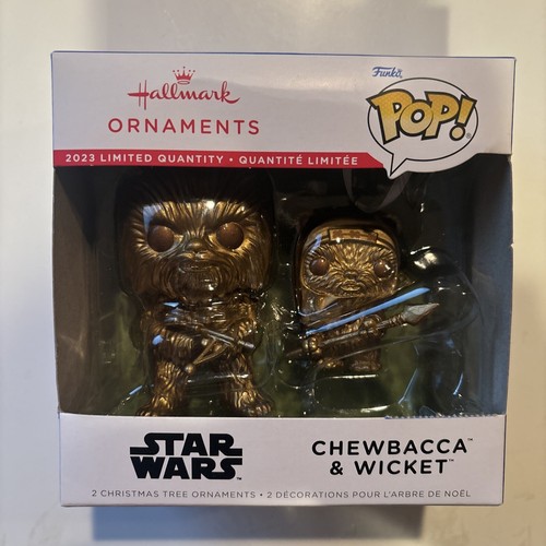 2023 Funko Pop! Hallmark Ornament Star Wars Chewbacca & Wicket Gold ...