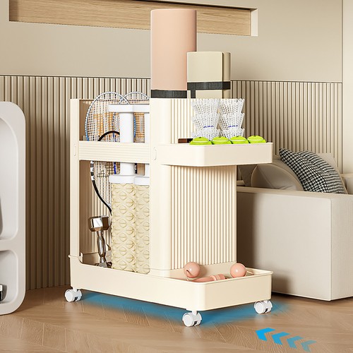 Creamy Yellow Workout Equipment Storage Cart Multifunctional Home ...
