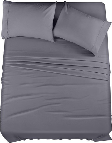Utopia Bedding Solid 4 PC Queen Bed Sheets Set For Adults - Microfiber ...