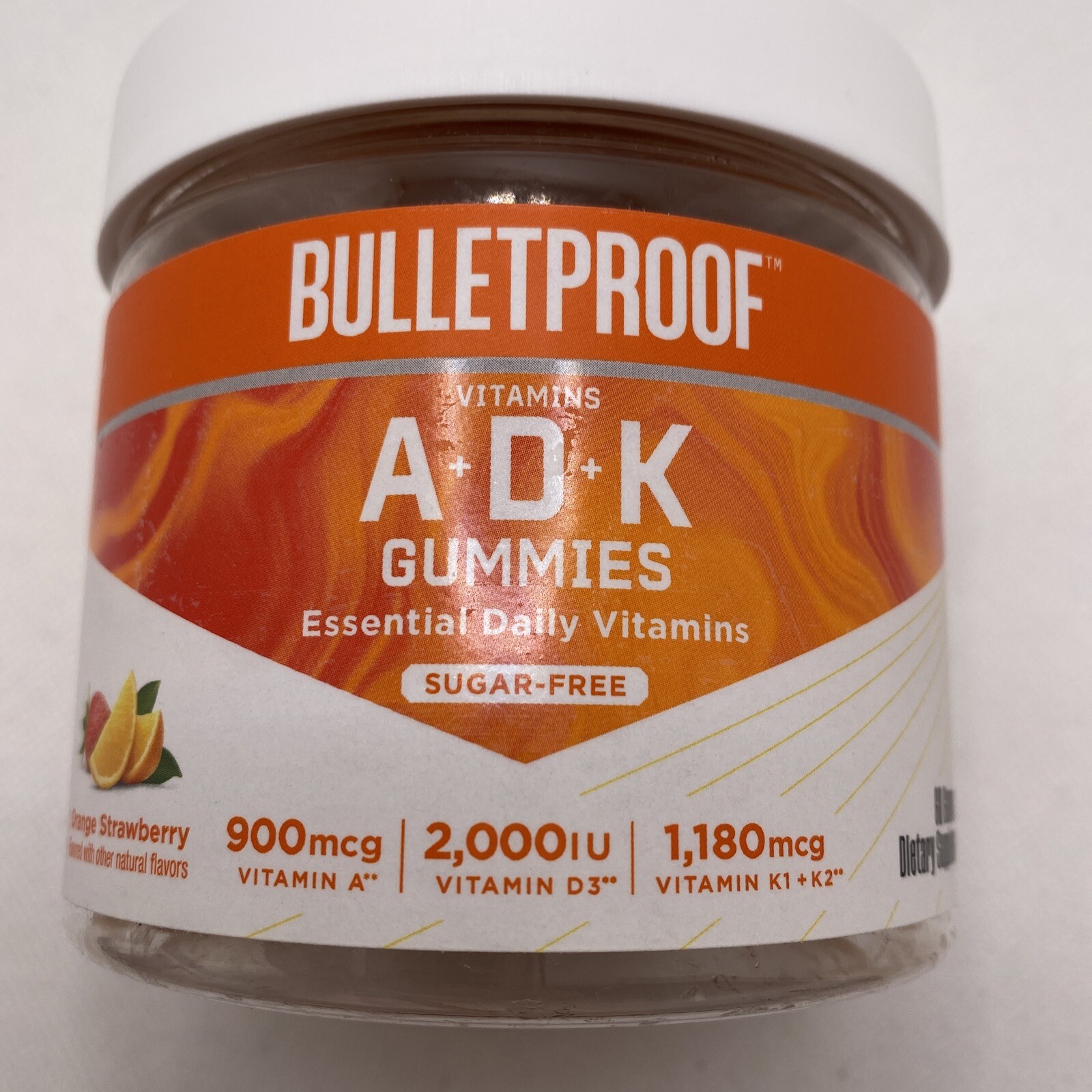 Bulletproof Sugar- Orange Strawberry Vitamins A D K Gummies 60 Count Ke ...