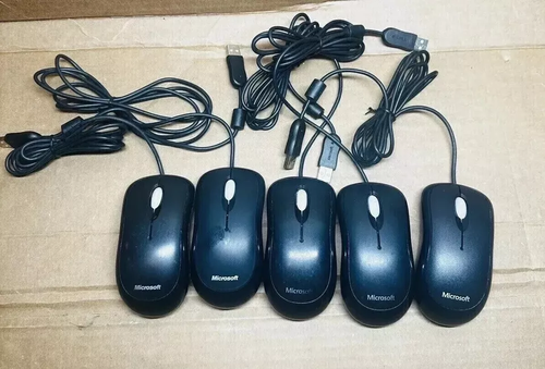 Lot of 5 Microsoft Basic Optical Mouse V2.0 USB Wired Scroll USB/PS2 ...