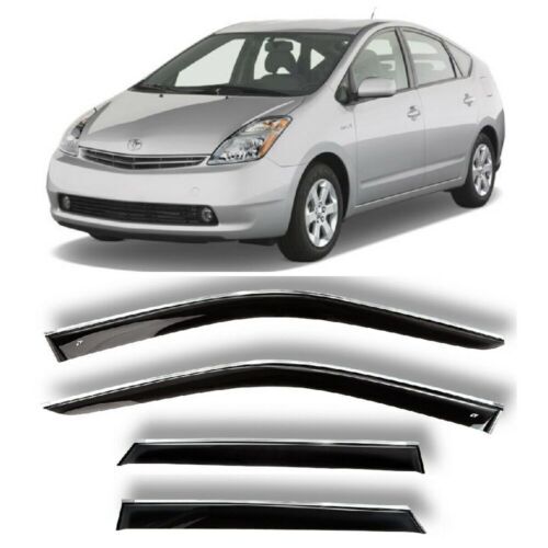 Chrome Trim Window Visors Sun Rain Guard Deflectors For Toyota Prius ...