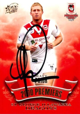Signed 2010 ST GEORGE ILLAWARRA DRAGONS NRL Premiers Card MATT PRIOR ...