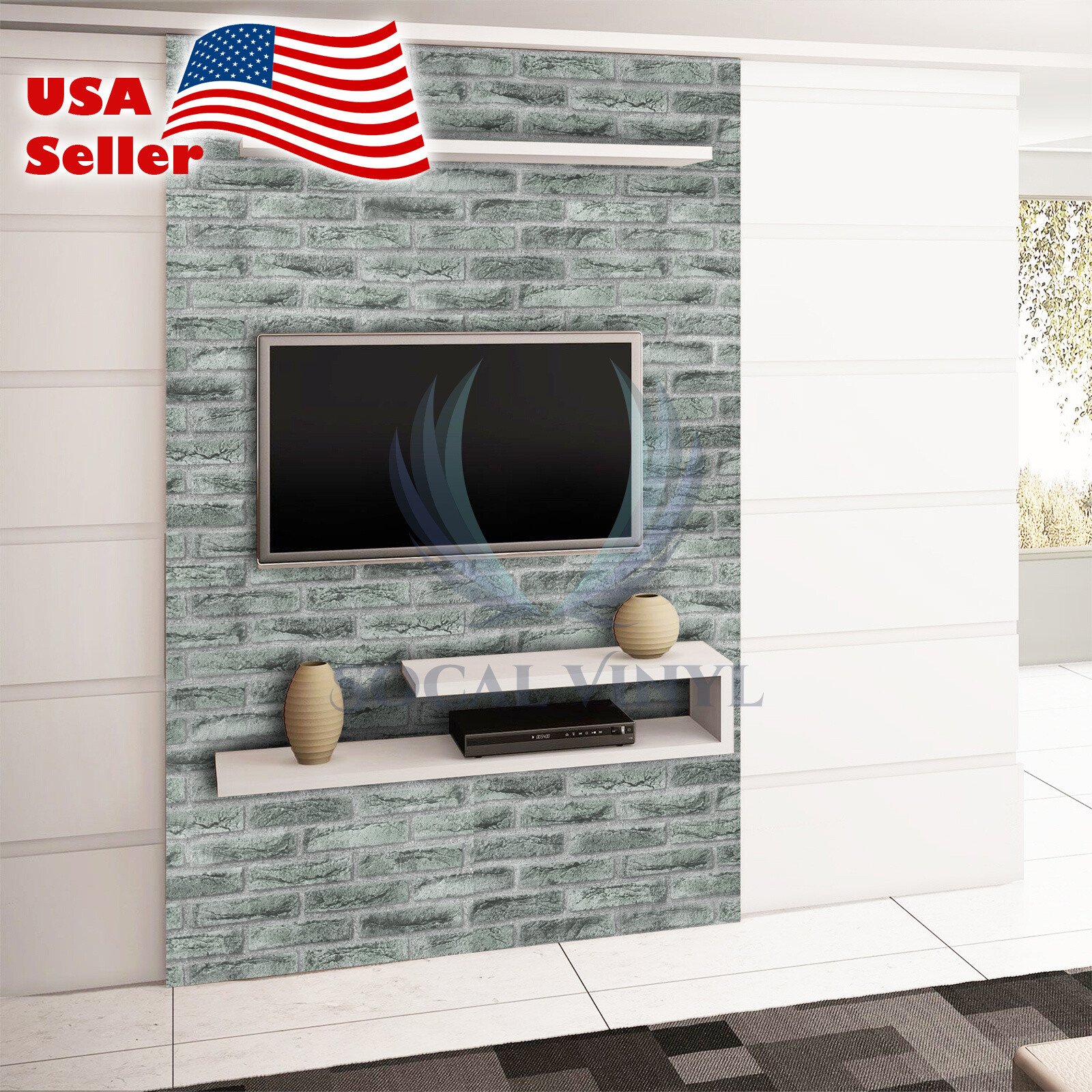 3D Faux Brick Stone Wallpaper Bedroom Kitchen Stone Contact Paper Vinyl ...