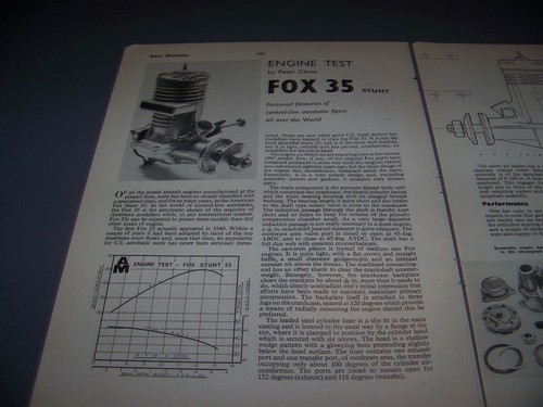 FOX 35 STUNT (5.7CC) AIRCRAFT R/C ENGINE..1-VIEWS/GRAPHS/SPECS..RARE ...