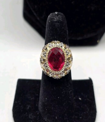 NH Michael Valitutti 925 Sterling Silver Red Quartz Doublet & Ruby Ring ...