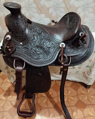 Horse Saddle Western A Fork Work Ranch Roping Roper Wade Tree Leather ...