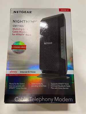 Netgear Nighthawk CM1150V DOCSIS 3.1 Multi-Gigabit Cable Modem & Voice ...