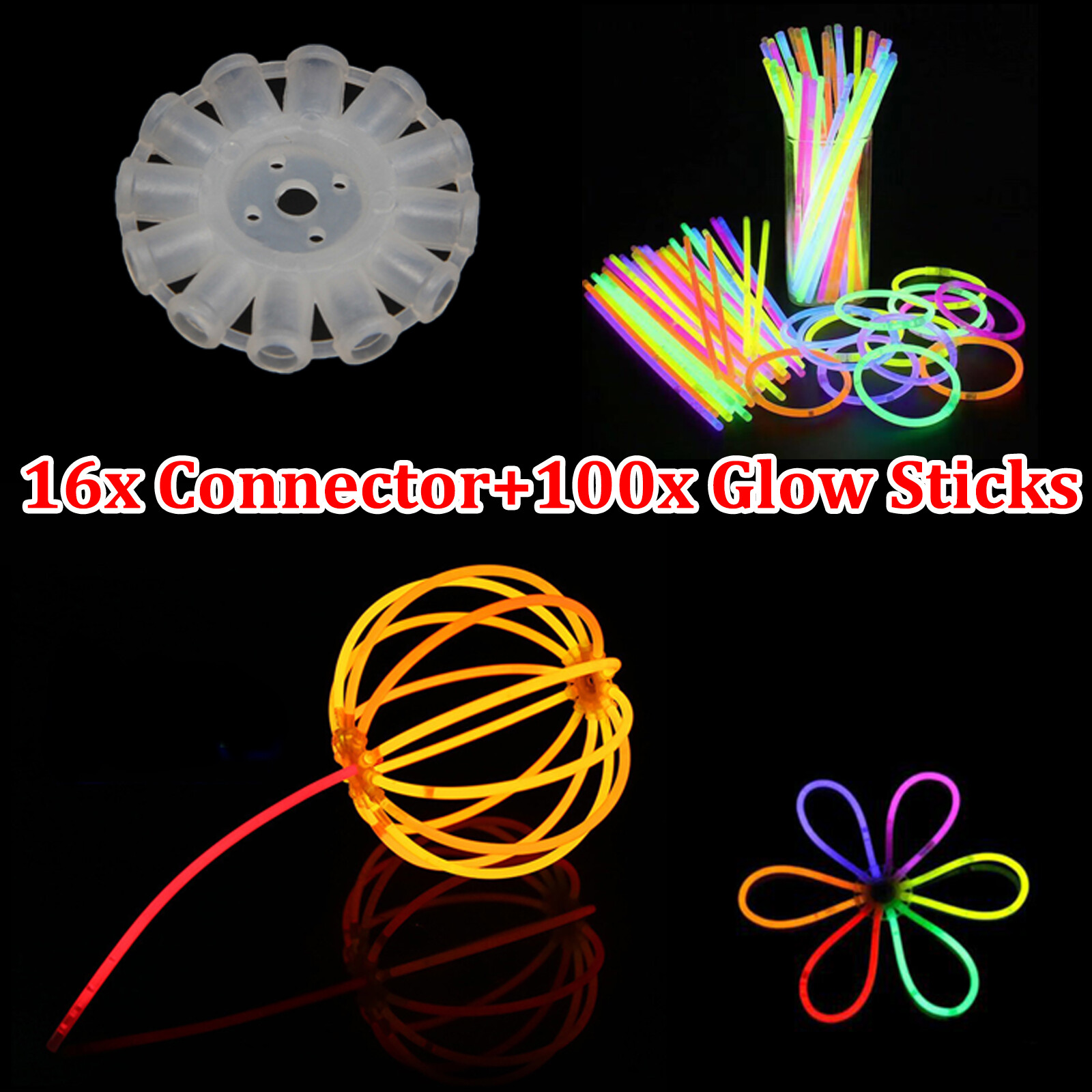 100-1000x Colour Mixed Glow Sticks Party Glowsticks Bracelets Light No ...