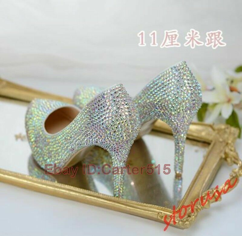 Womens Crystal Wedding Shoes Platform High Heels Bridal Shoes ...