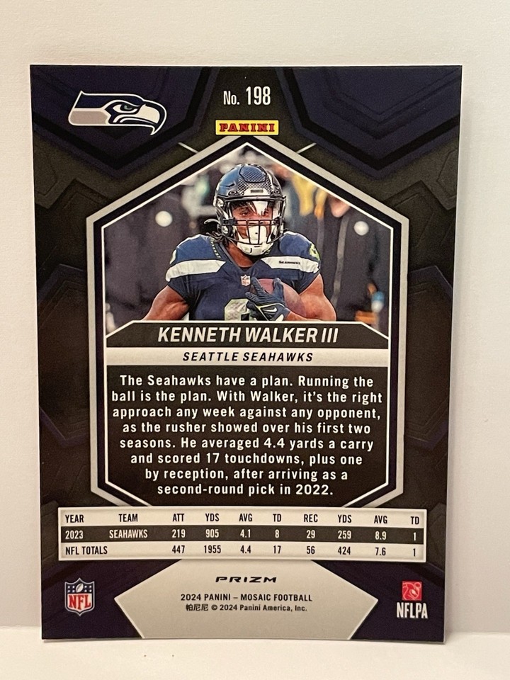 2024 Panini Mosaic - Red Sparkle Seattle Seahawks Kenneth Walker III #A ...