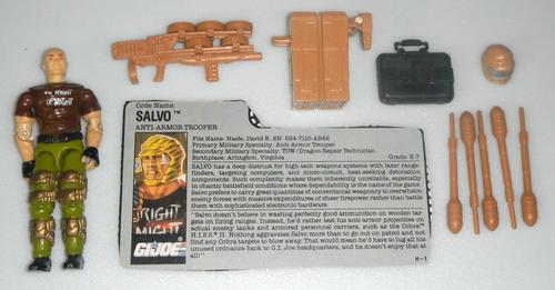 1990 Vintage G.I. GI Joe 3.75 ARAH Salvo v1 Figure File Card *100% ...
