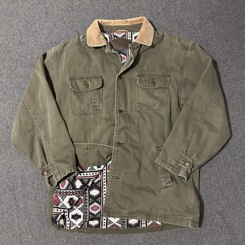 Men’s M Woolrich Barn Coat Chore Work Jacket Corduroy Collar Aztec ...